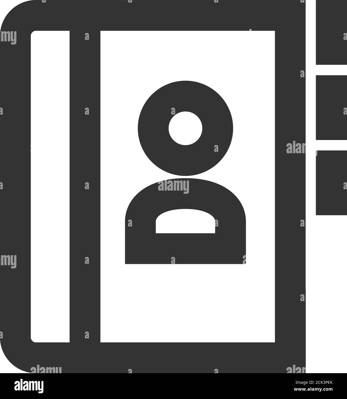 Address book icon in thick outline style. Black and white monochrome ...
