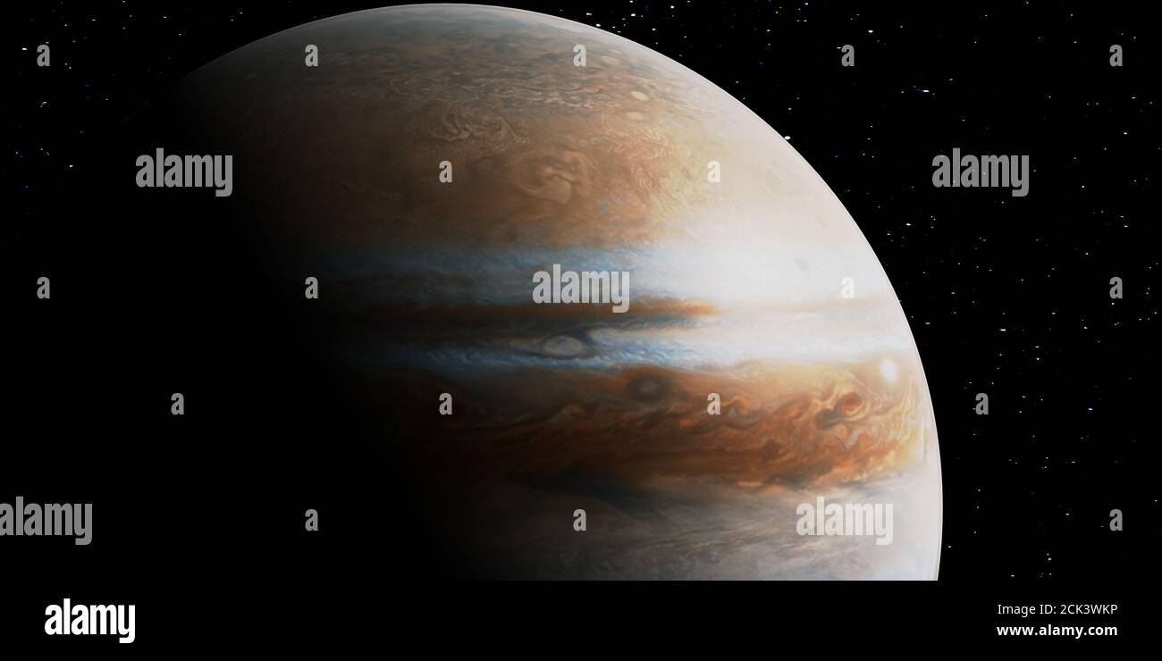 3D solar system series: Jupiter with stars in the background. View ...
