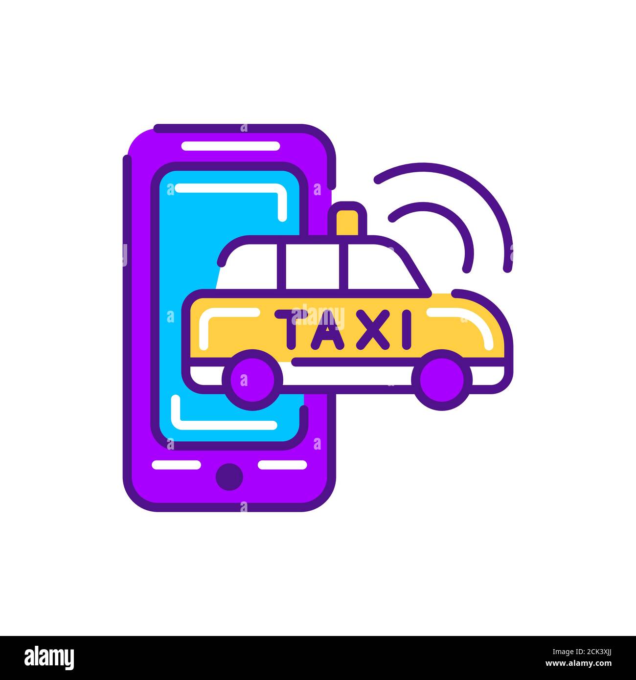 Order taxi service color line icon. Online mobile application ...