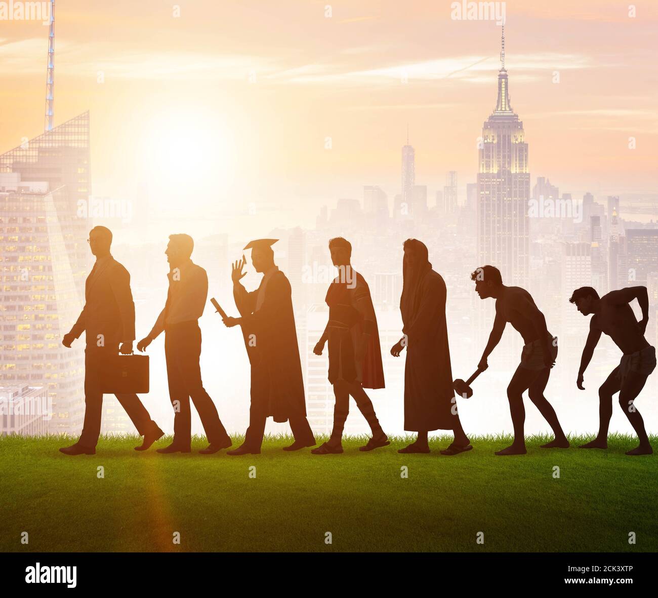 Progression of man mankind from ancient to modern Stock Photo - Alamy