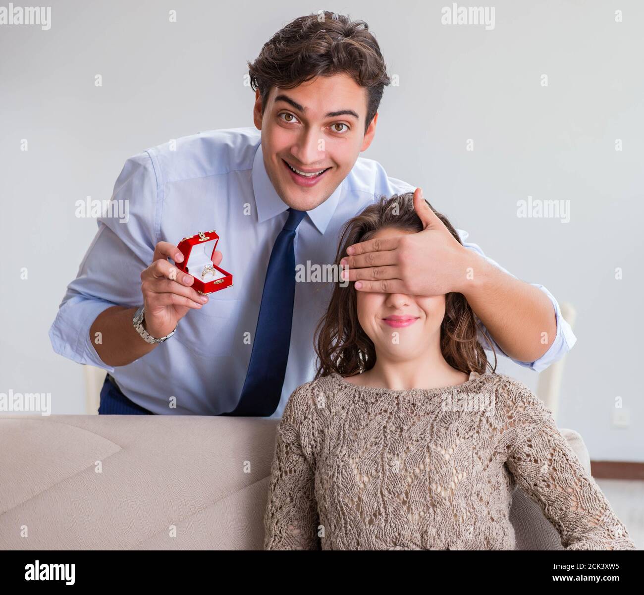 Romantic concept with man making marriage proposal Stock Photo - Alamy