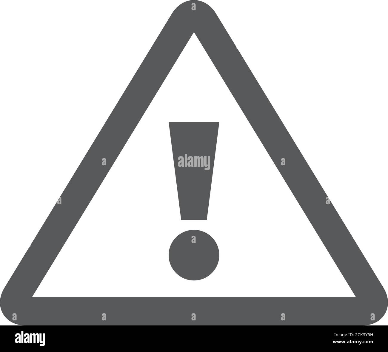 Warning sign icon in thick outline style. Black and white monochrome ...