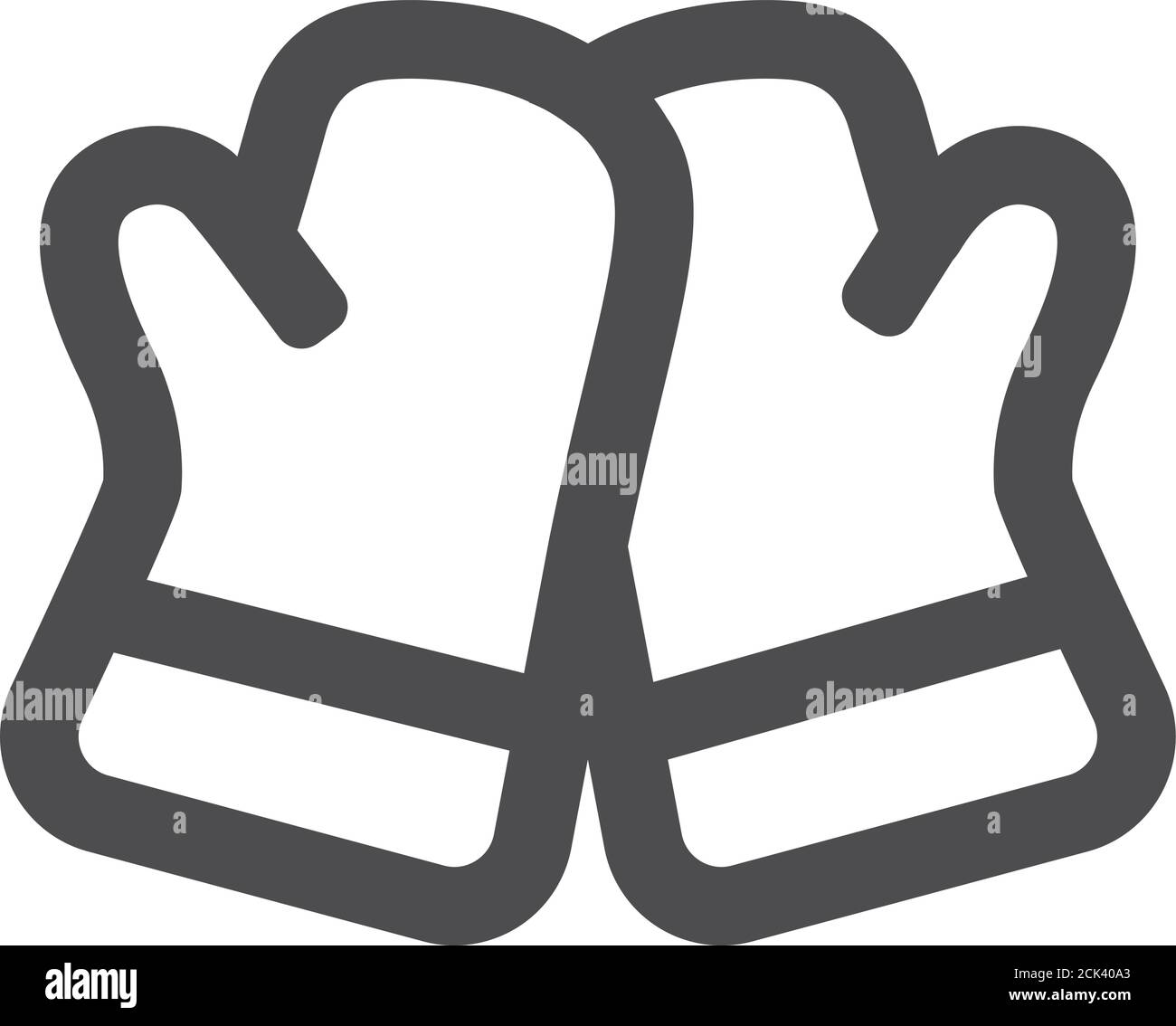 Cooking glove icon in thick outline style. Black and white monochrome ...
