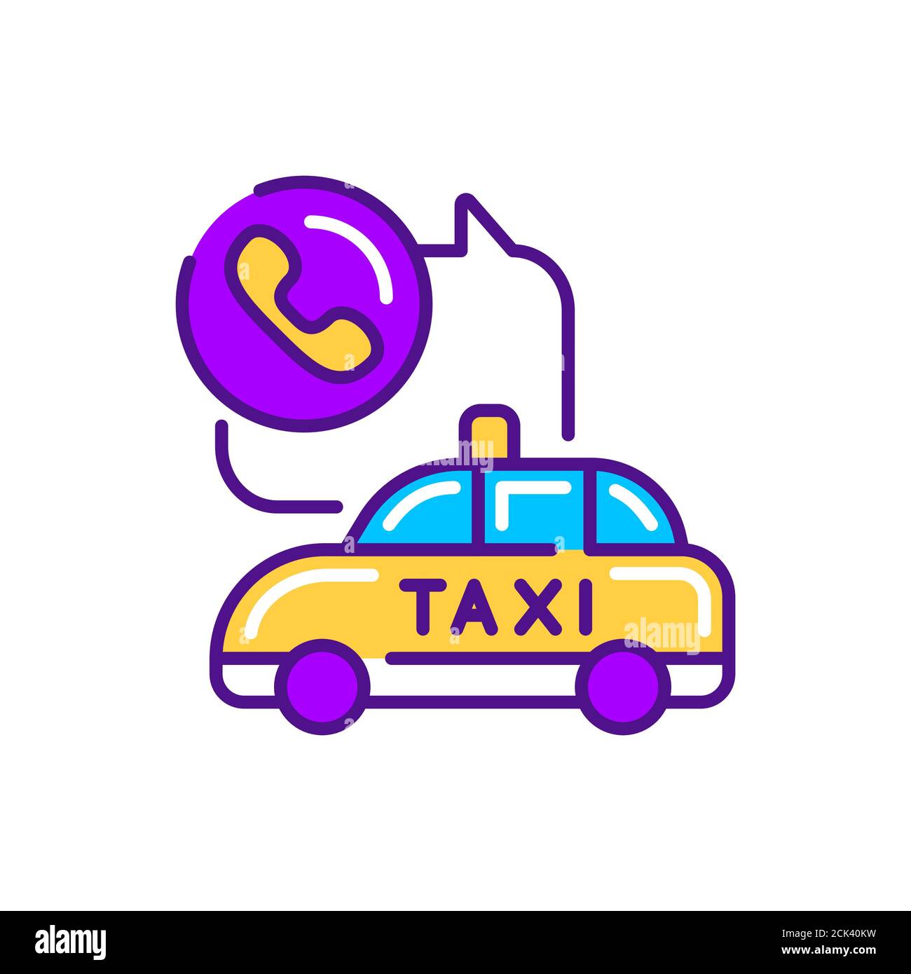 Call driver color line icon. Online mobile application order taxi ...
