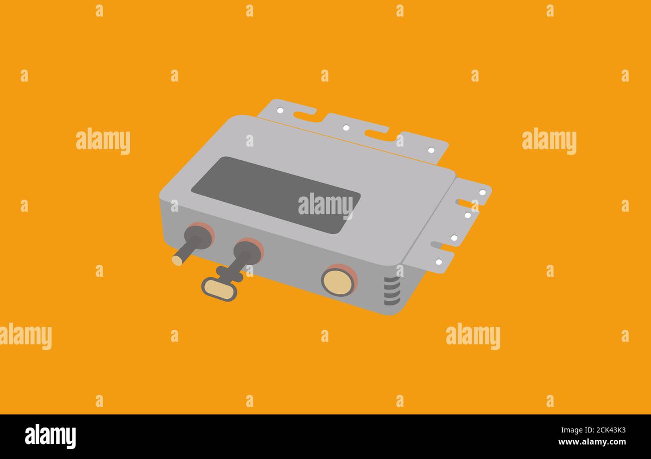 Mini inverter in flat design isolated in orange background - Solar ...