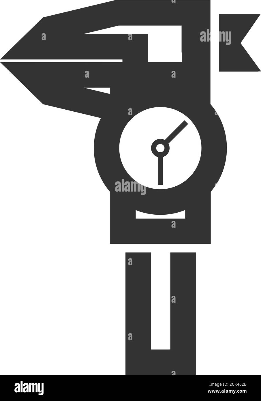 Dial caliper icon in thick outline style. Black and white monochrome ...
