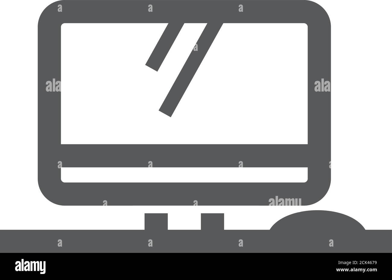 Desktop computer icon in thick outline style. Black and white ...