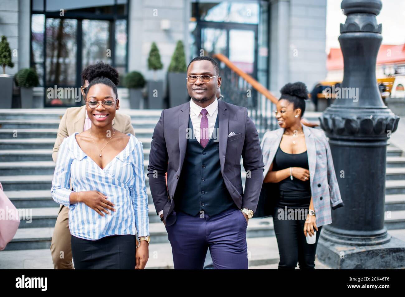 attractive smiling black people are in the street festival Stock Photo ...