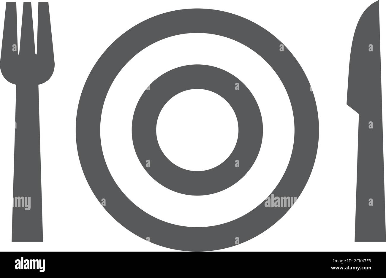 Dishes icon in thick outline style. Black and white monochrome vector ...