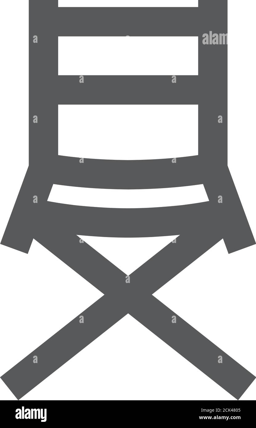 Movie director chair icon in thick outline style. Black and white ...