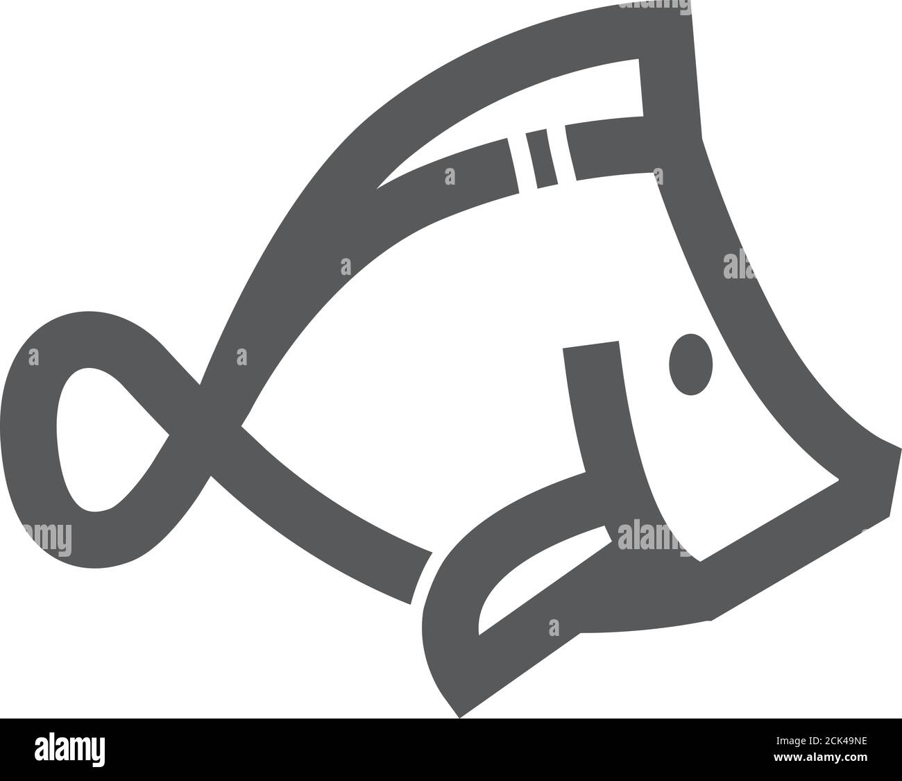 Fish icon in thick outline style. Black and white monochrome vector ...