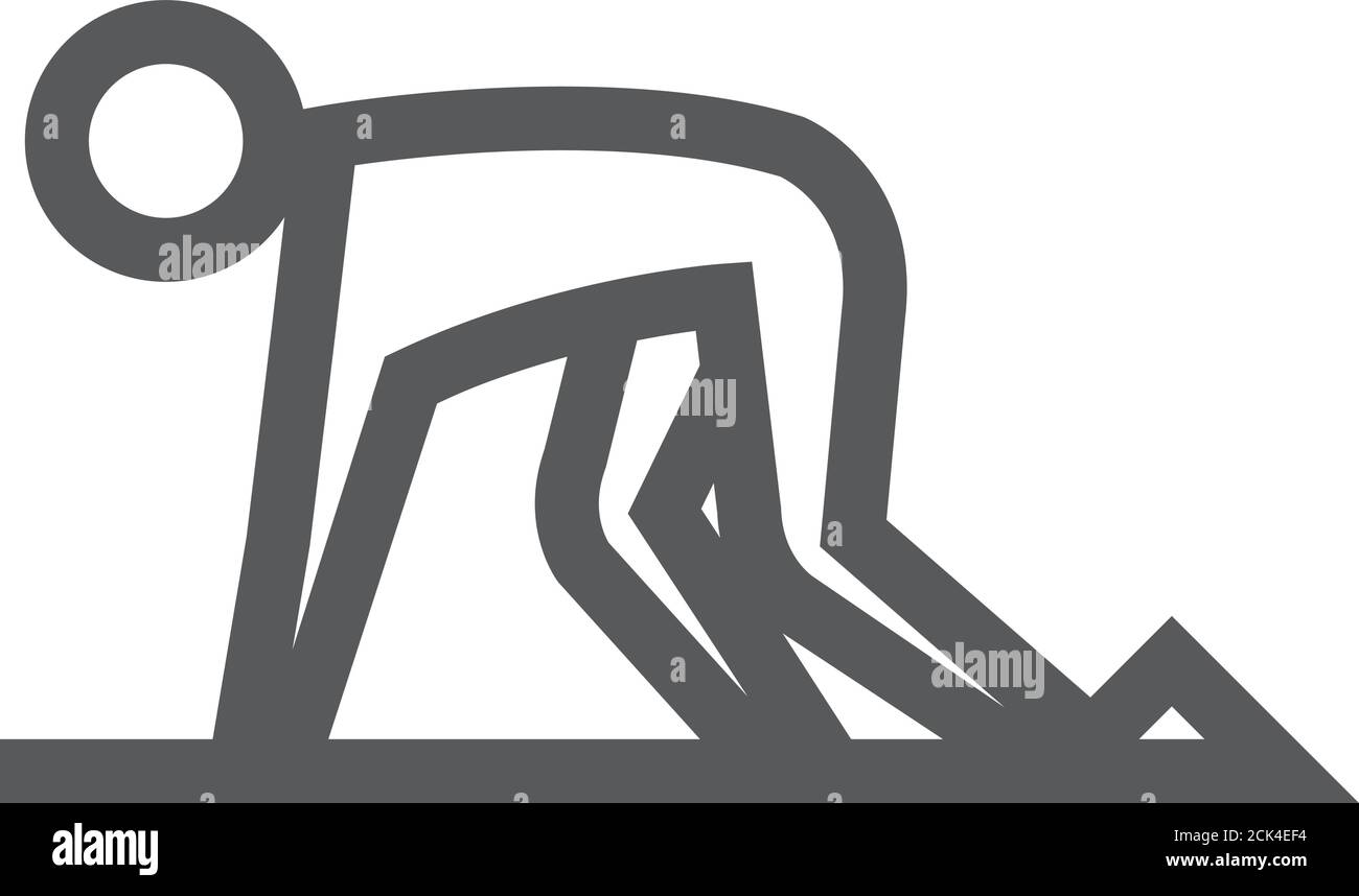 Starting runner icon in thick outline style. Black and white monochrome ...