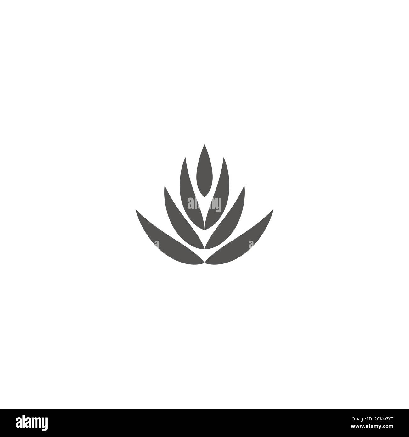 Flat Lotus flower icon isolated on white background. Symmetrical sharp ...