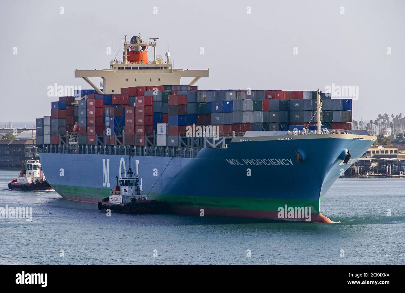 Los Angeles, USA - April 20, 2008: San Pedro harbor. Blue MOL ...