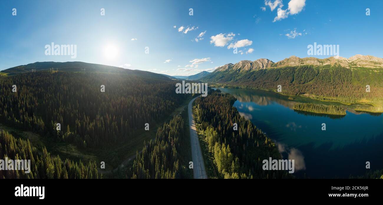 Beautiful, Serene Panoramic Road View with Mountains Stock Photo - Alamy
