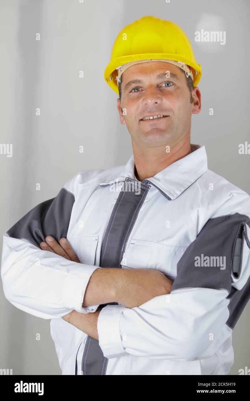 a portrait of middle-aged tradesman Stock Photo - Alamy