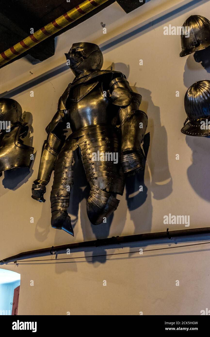 Vertical shot of knights armor on display at a museum Stock Photo - Alamy
