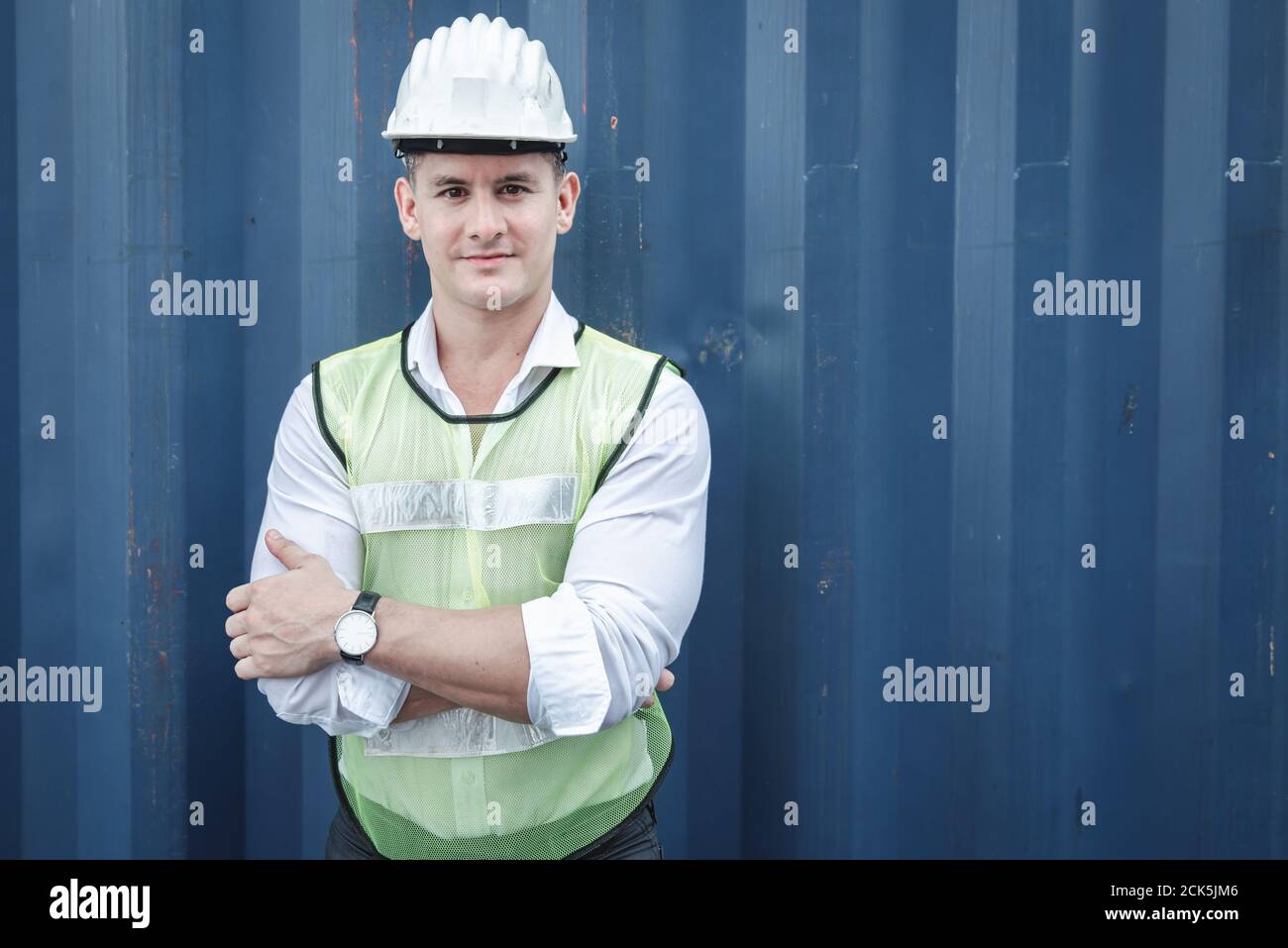 Portrait of Confident Transport Engineer Man in Safety Equipment ...