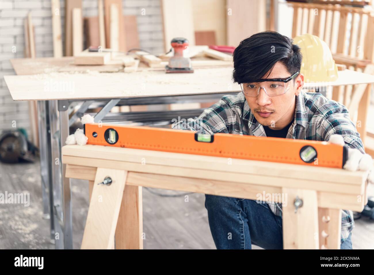 Carpenter Man is Working Timber Woodworking in Carpentry Workshops ...
