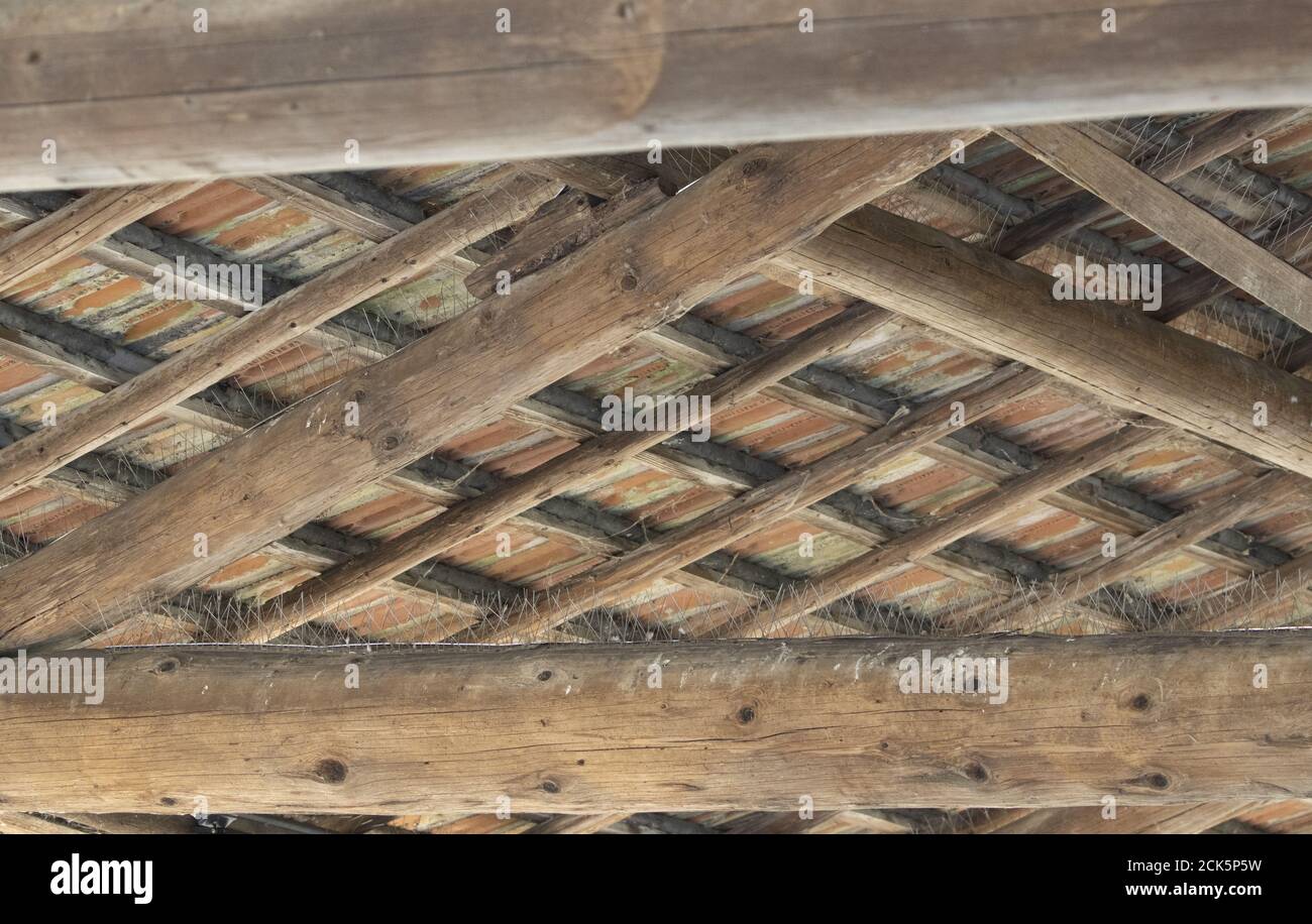 Closeup shot of a wooden roof design Stock Photo - Alamy