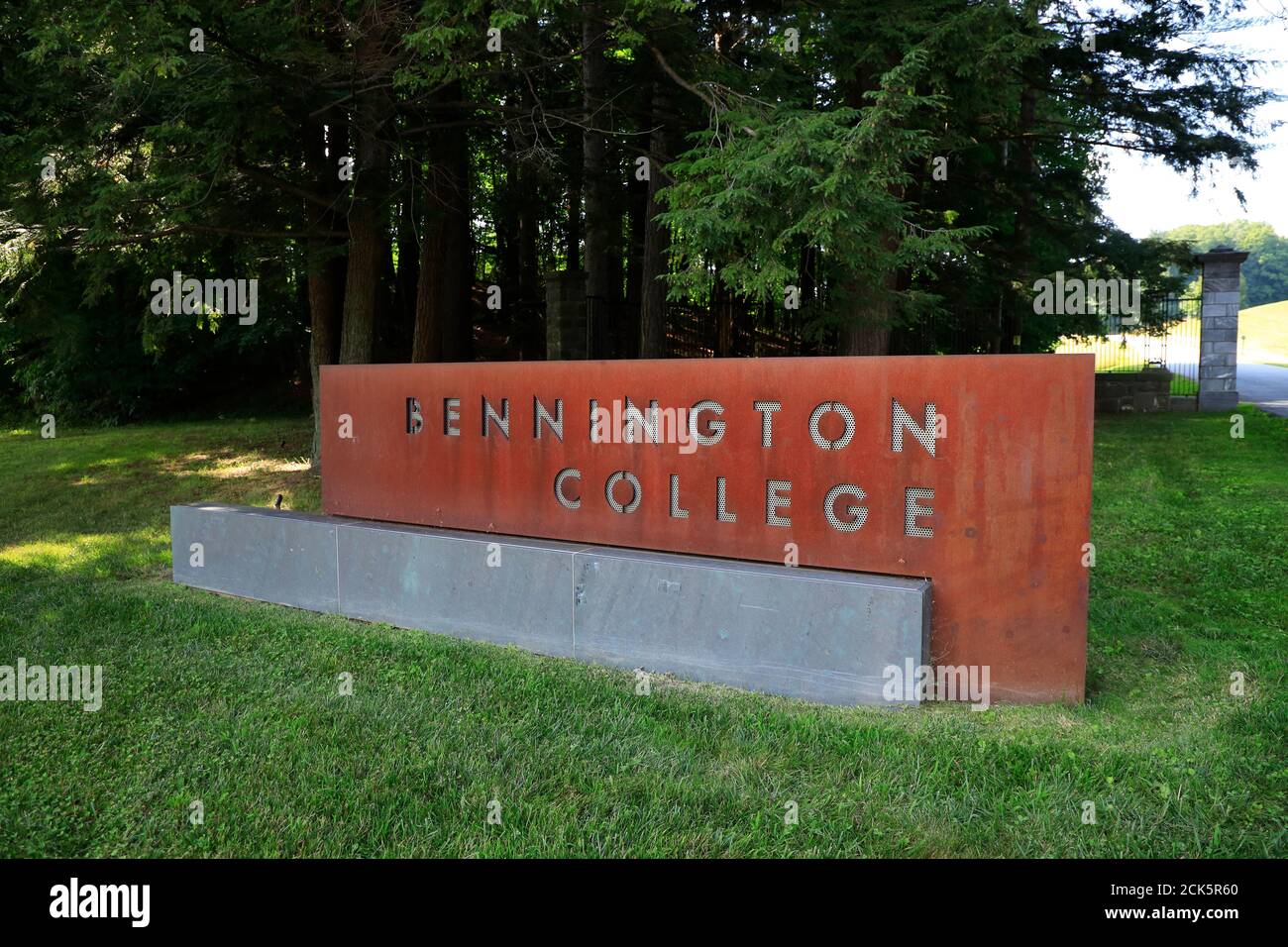 Bennington College signage by the entrance of campus.Bennington.Vermont ...