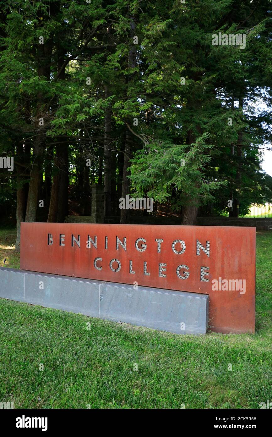 Bennington College signage by the entrance of campus.Bennington.Vermont ...