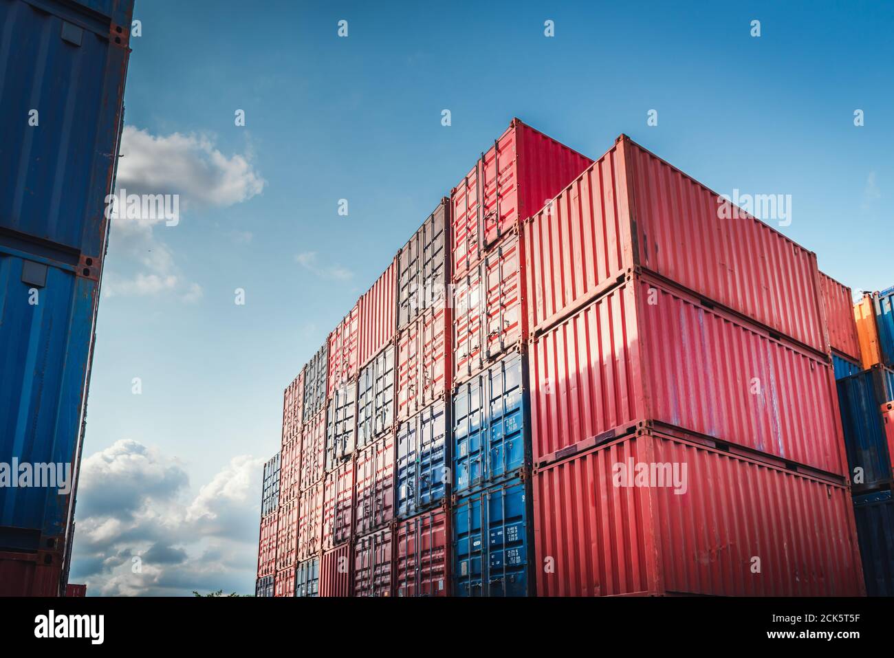 Stack of Containers Cargo Ship Import/Export in Harbor Port, Cargo ...