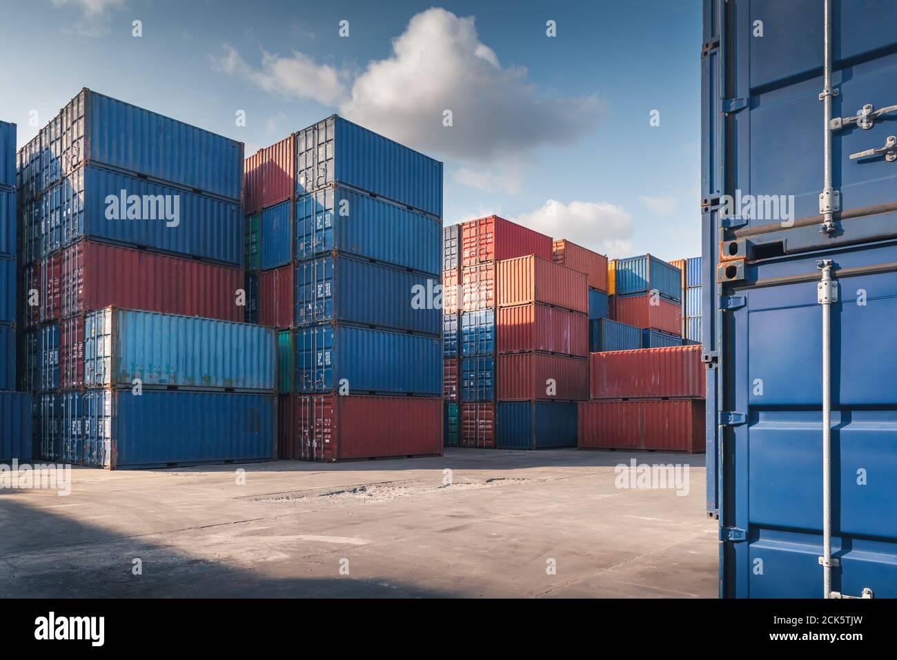 Stack of Containers Cargo Ship Import/Export in Harbor Port, Cargo ...