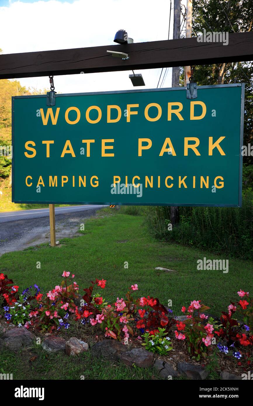 The wooden sign of Woodford State Park Camping Picnicking by the park ...