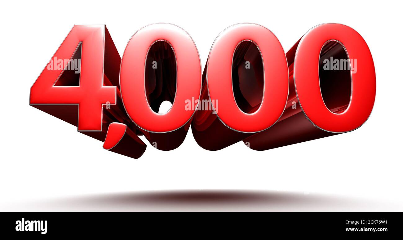 3D illustration 4000 red isolated on a white background.(with Clipping ...