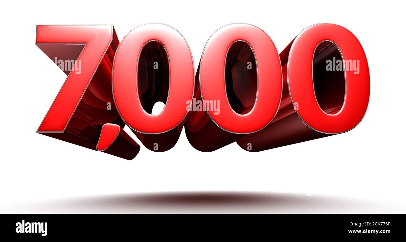 3D illustration 7000 red isolated on a white background.(with Clipping ...