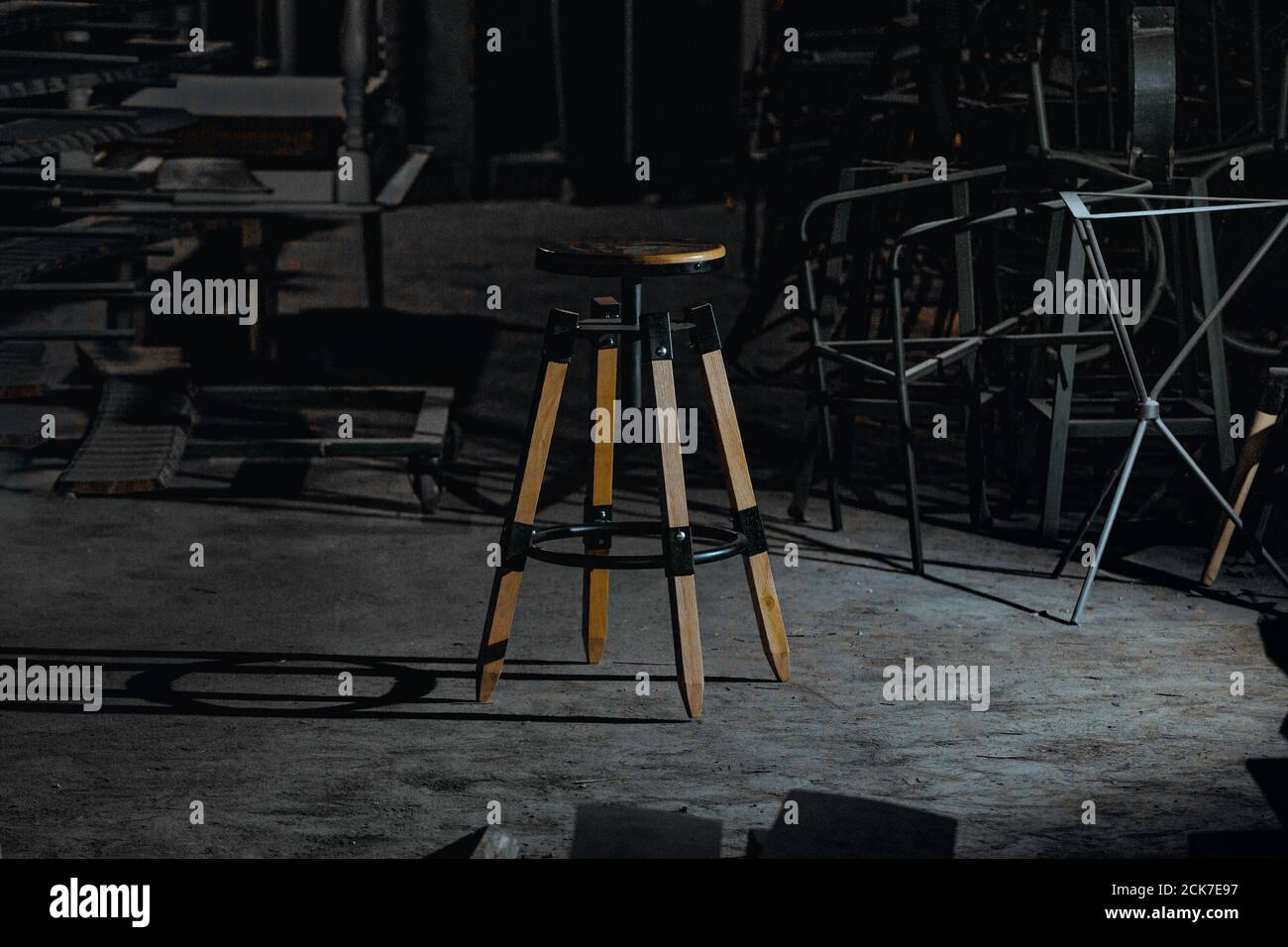 Adjustable bar stool, loft-style furniture on the background of the ...