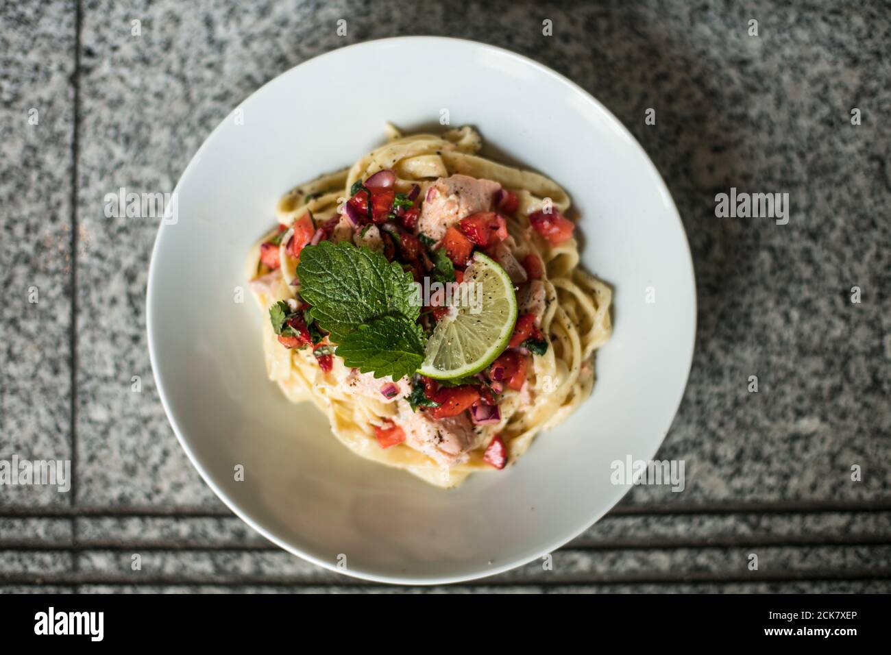 Closeup shot of delicious pasta in a white plate Stock Photo - Alamy