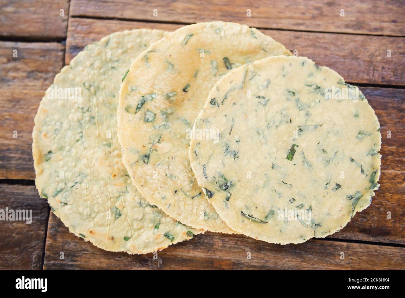 Top view of tortillas on wooden surface Stock Photo - Alamy