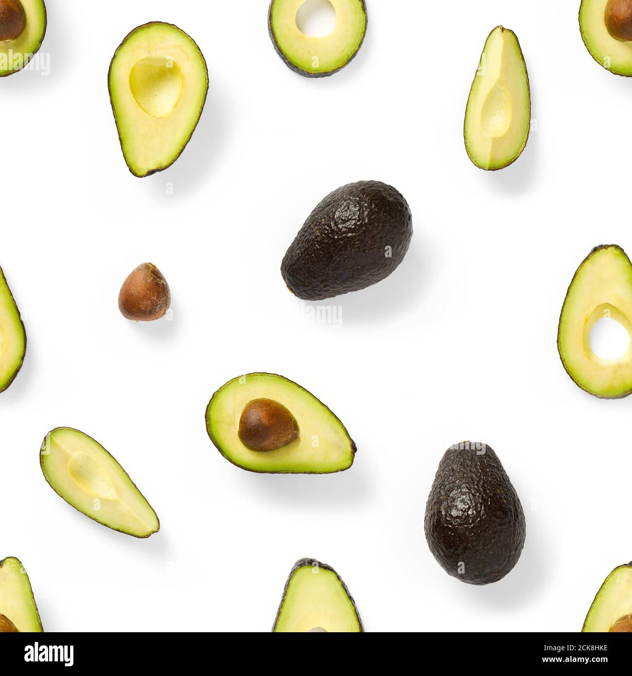 Seamless pattern with avocado slices. Tropical fruit abstract ...