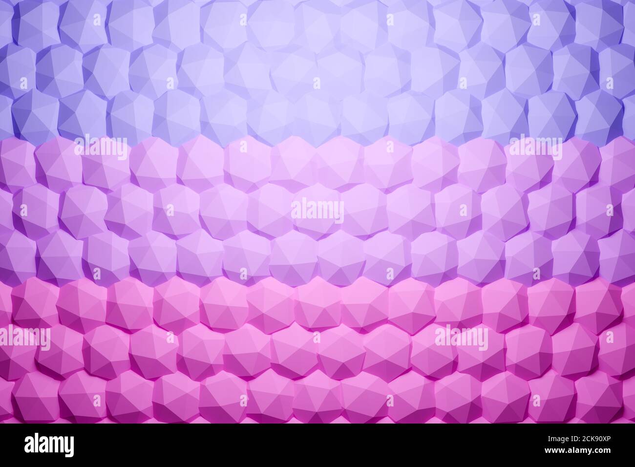 3d illustration of rows of pink polygones. Parallelogram pattern ...