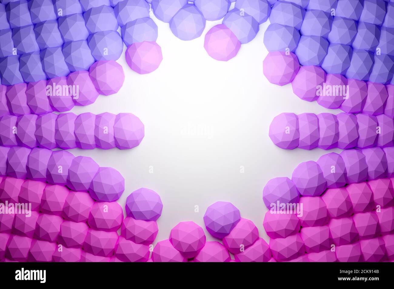 3d illustration of rows of pink polygones. Parallelogram pattern ...