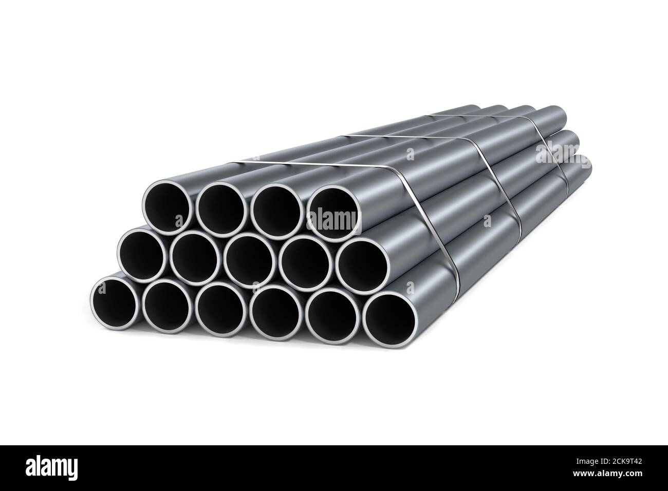 Stack of round pipes isolated on white background - 3d render Stock ...
