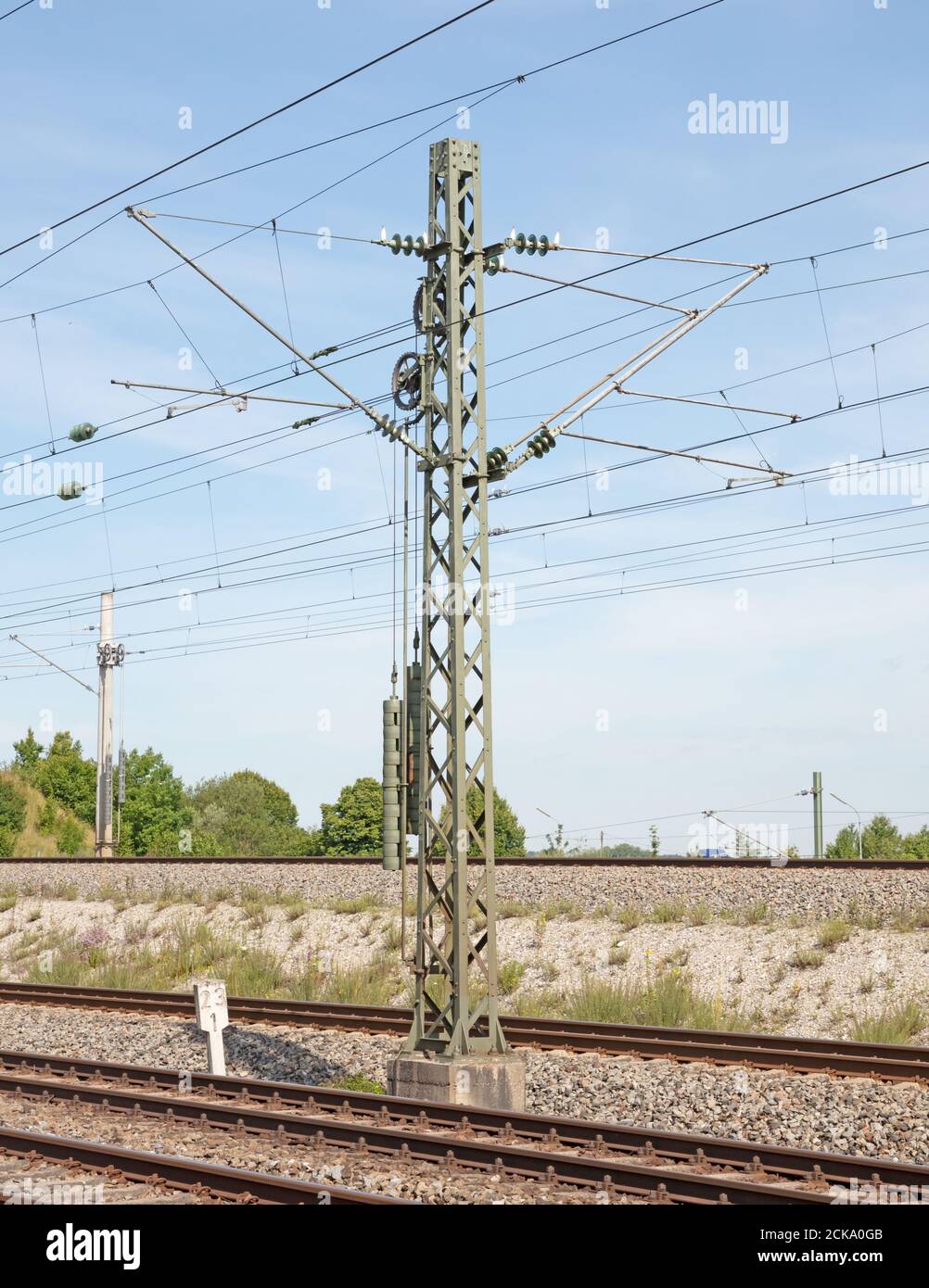 Electric cables to power a high-speed train in Germany Stock Photo - Alamy