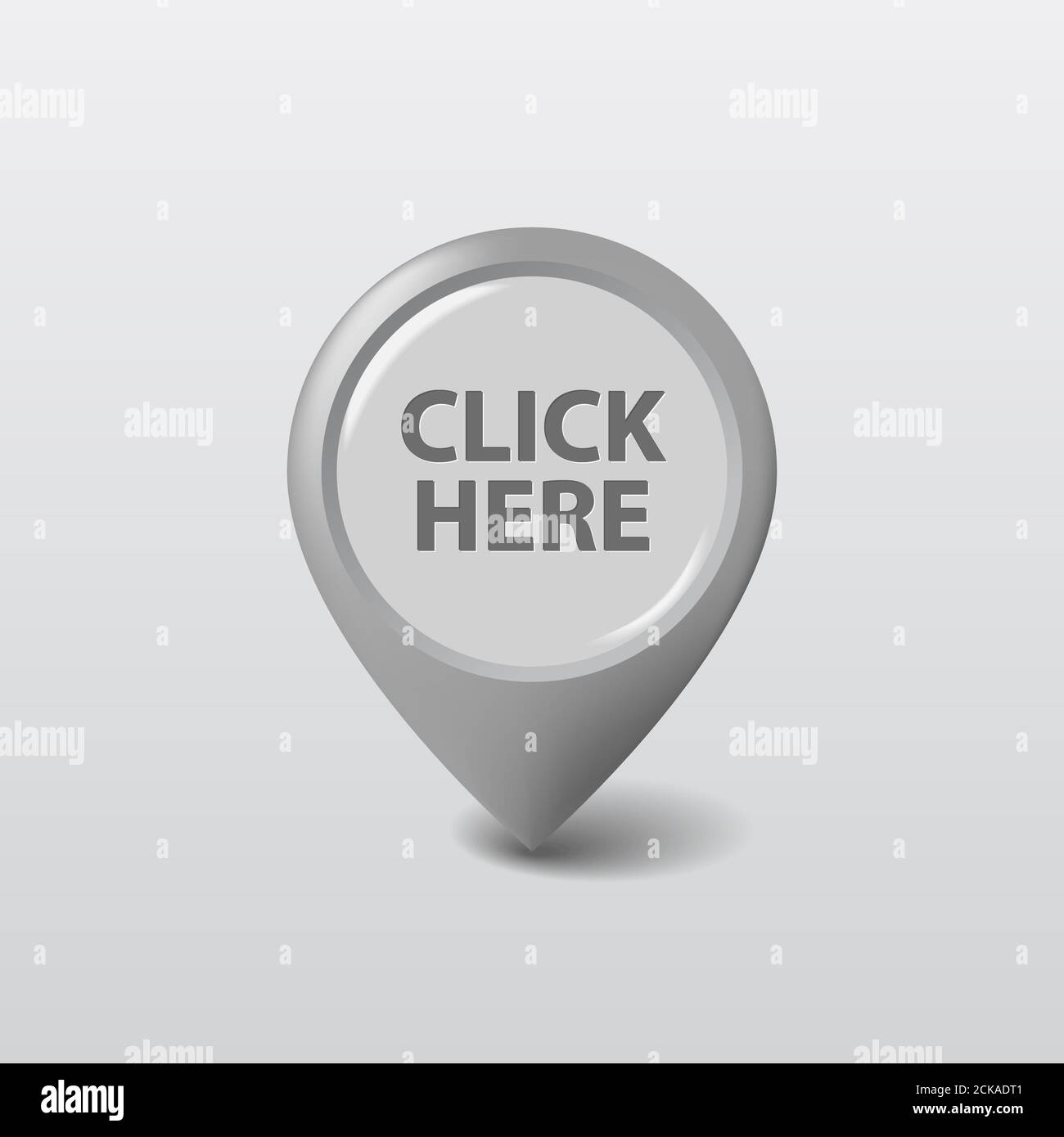 Vector gray round 3D click here pointer - button. Icon needle ...