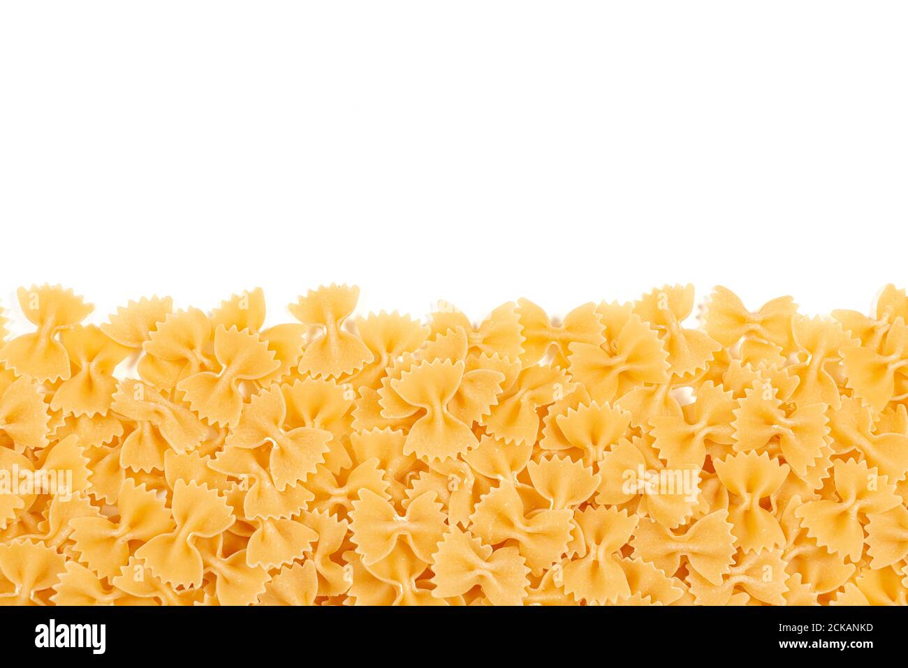 Italian pasta border for menu design template, raw farfalle over white ...