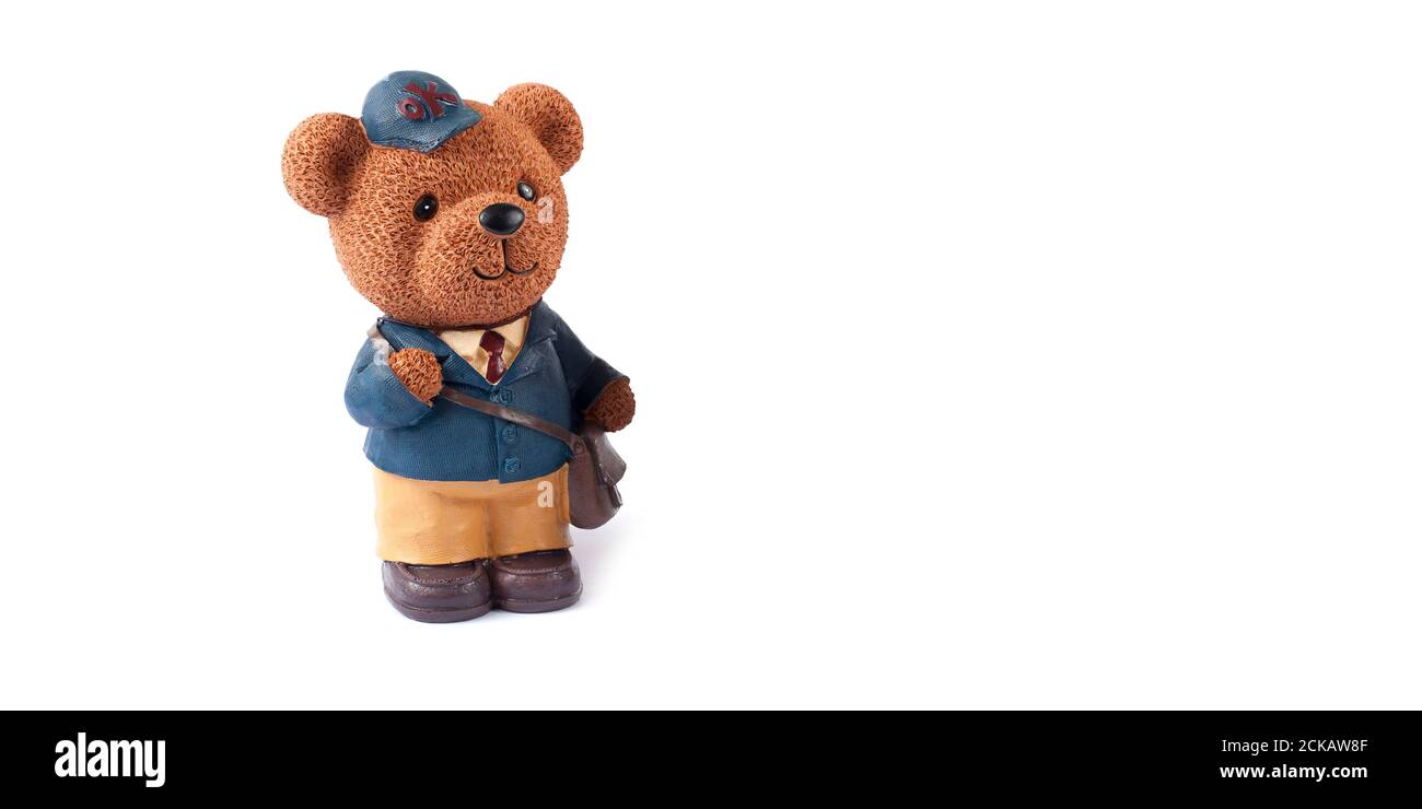Plastic toy animal bear isolated on white background Stock Photo - Alamy