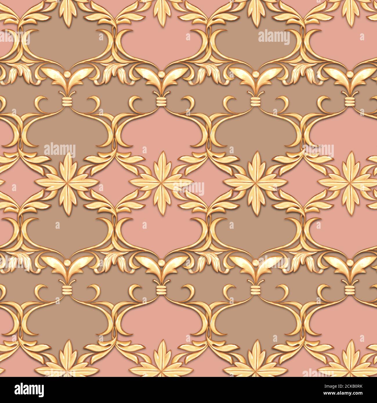 Seamless golden baroque pattern with gold scrolls Stock Photo - Alamy