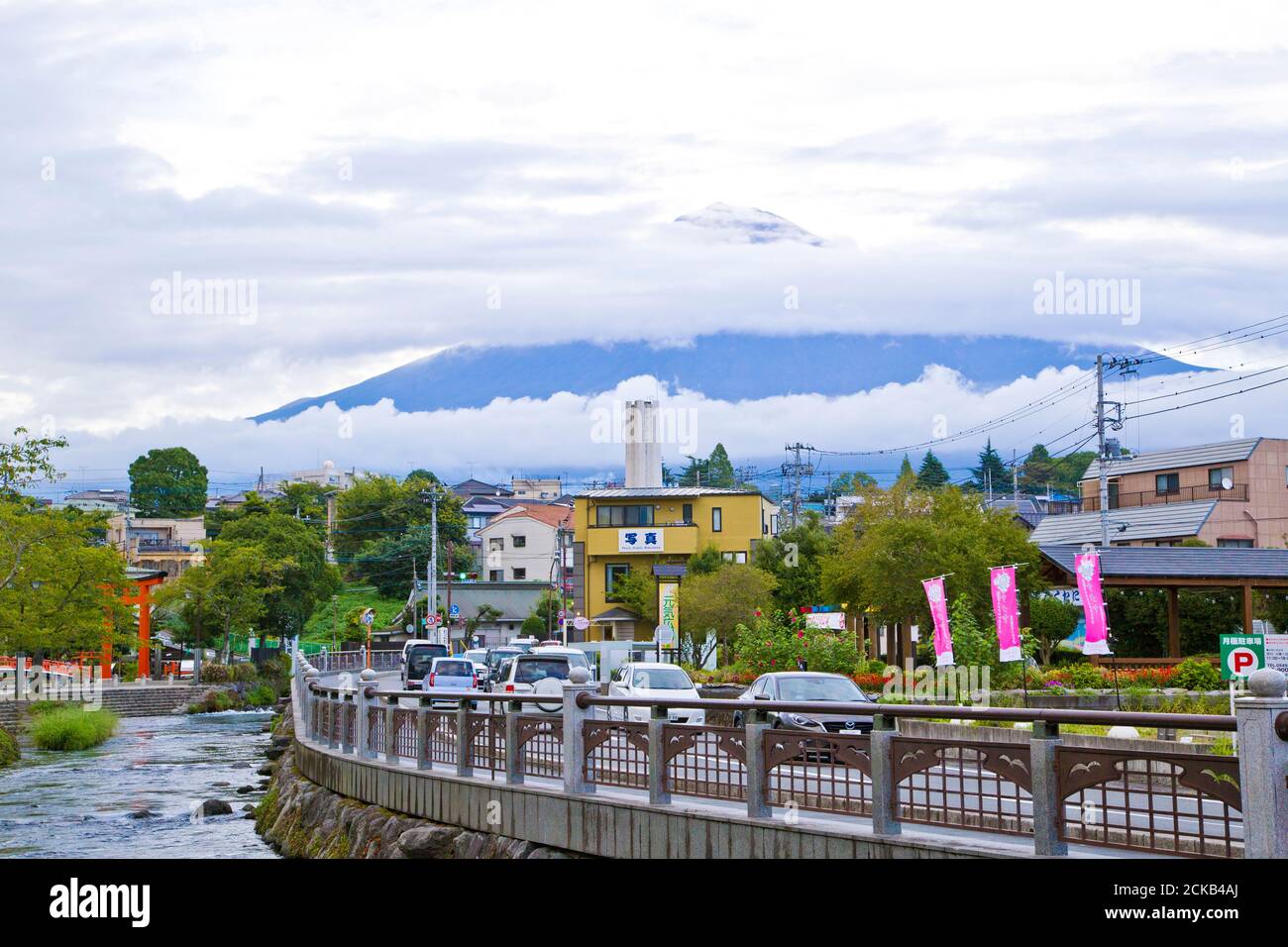 View of mt. Fuji and Kanda River from Fujisan Hongu Sengen Taisha ...