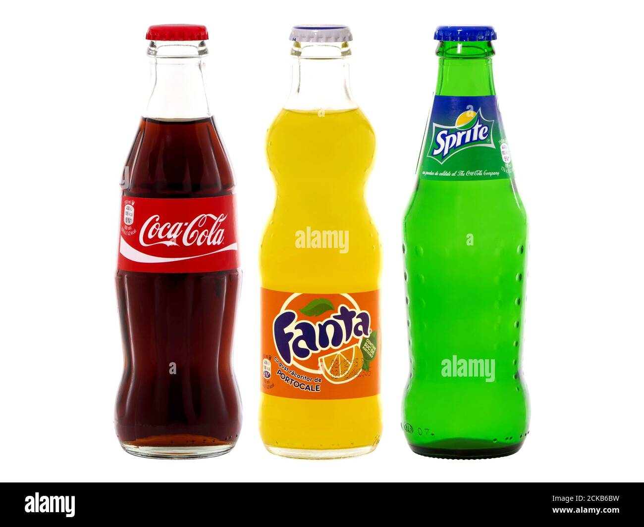 BUCHAREST, ROMANIA - DECEMBER 30, 2017. Bottles of Coca-Cola, Fanta and ...