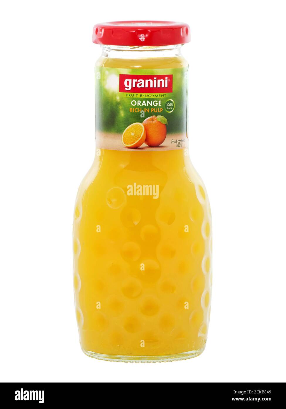 BUCHAREST, ROMANIA - JANUARY 18, 2016. Granini orange juice isolated on ...