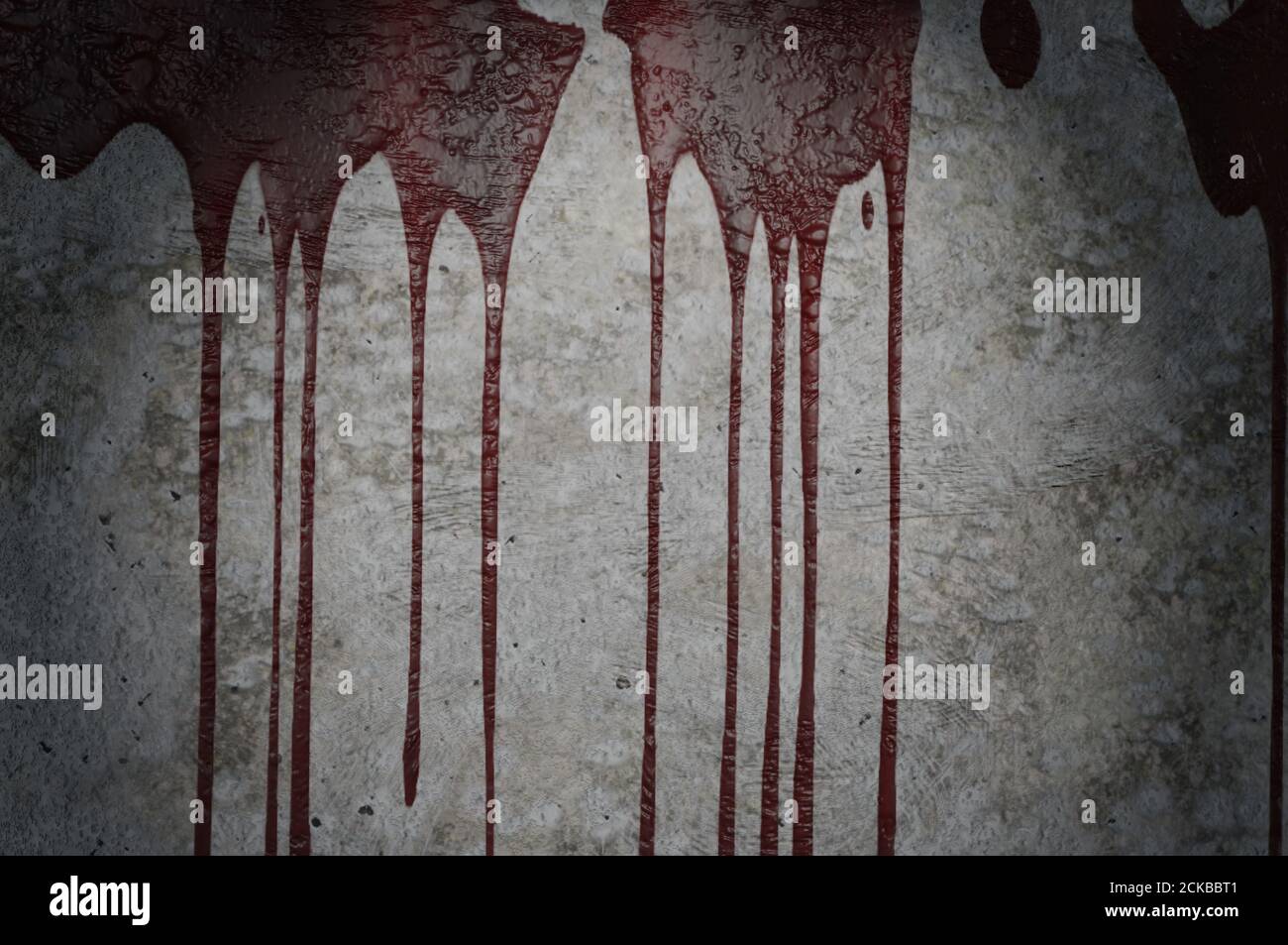 Old grunge red blood stained concrete texture wall room background with ...