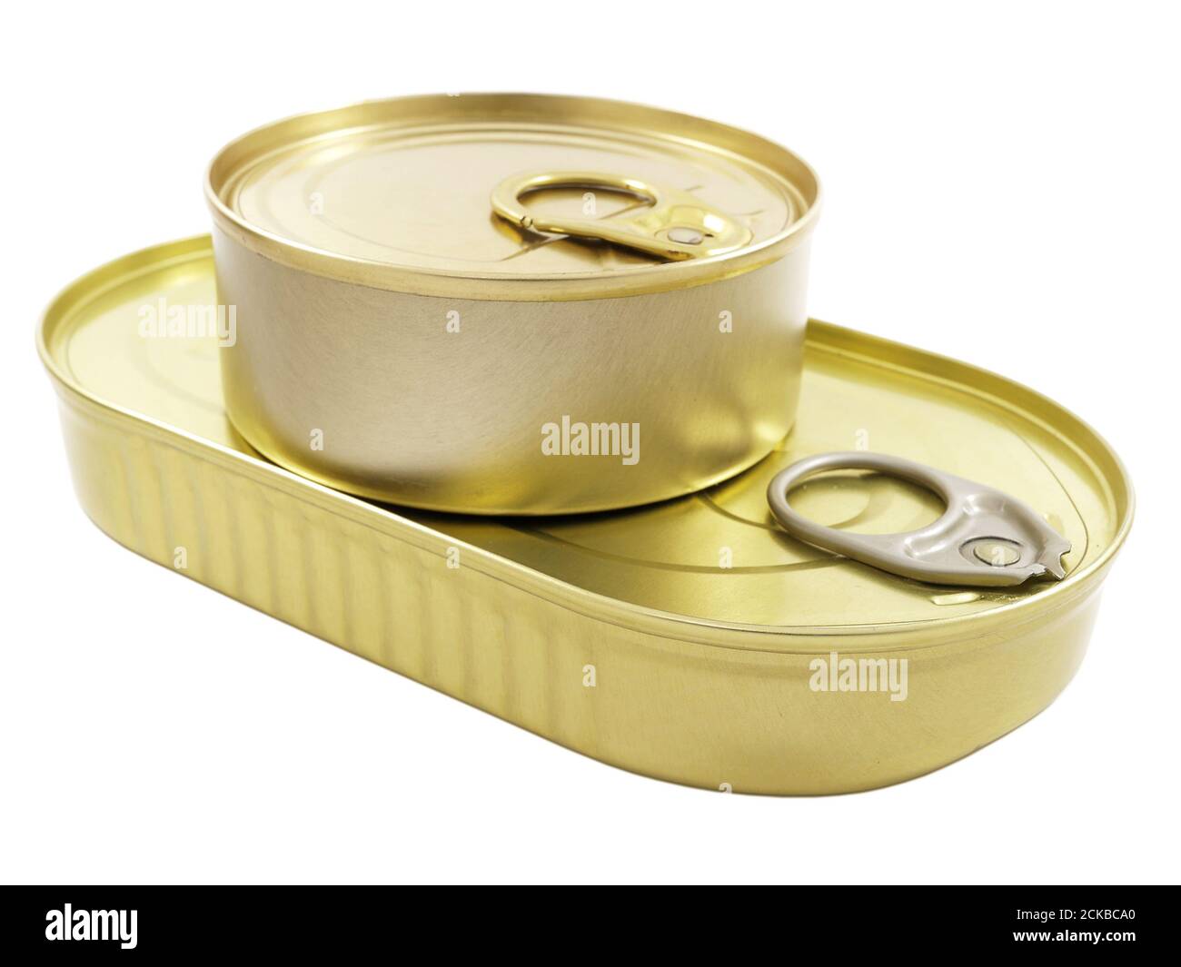 Food tin cans isolated on white background Stock Photo - Alamy