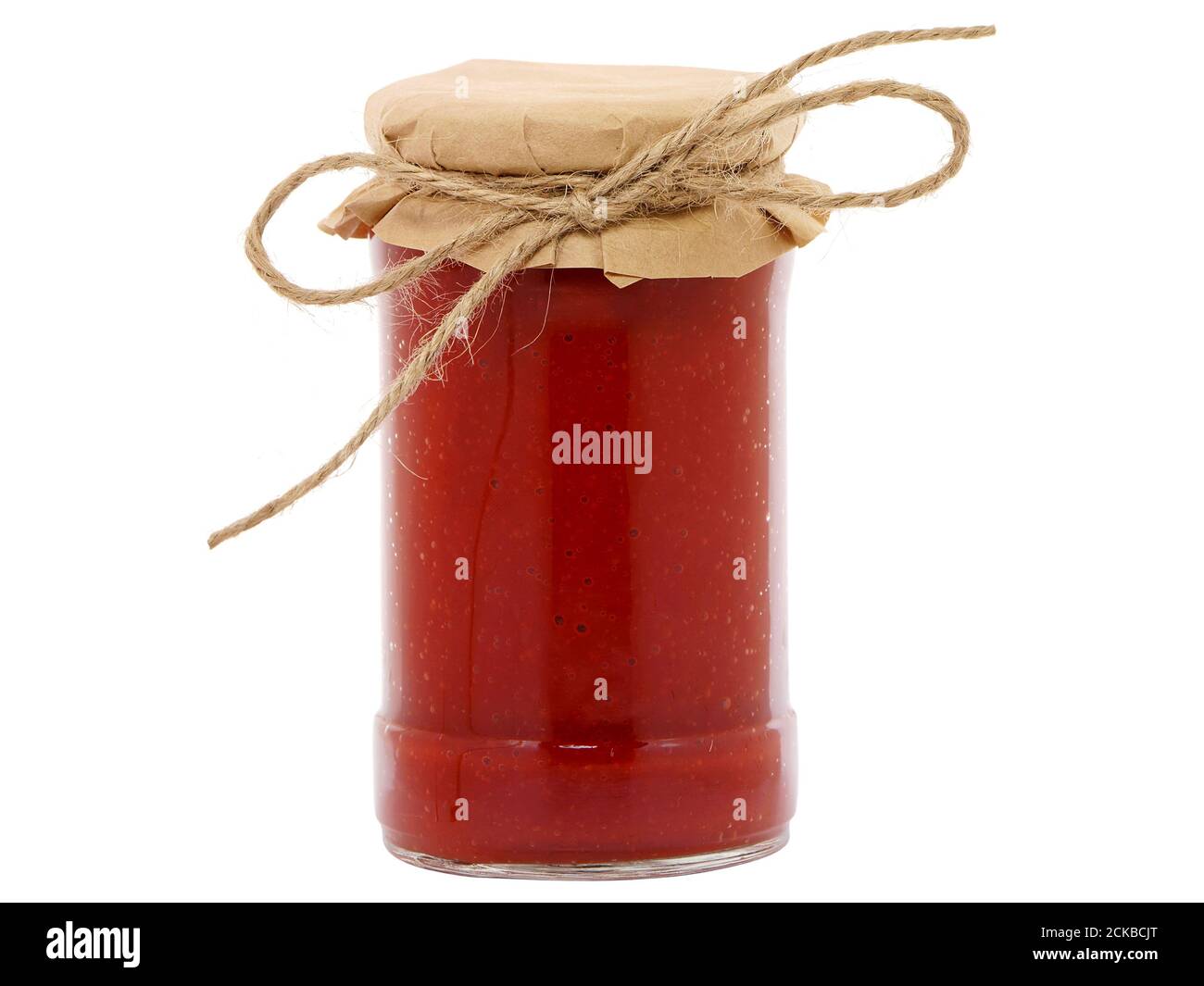 Tomato paste in a glass jar isolated on white Stock Photo - Alamy