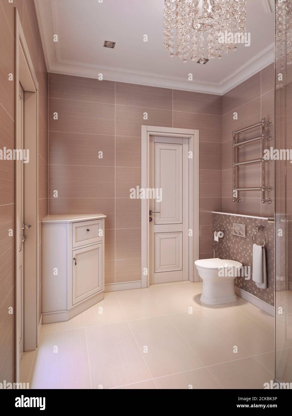 Bathroom in the neoclassical style. 3d visualization Stock Photo - Alamy